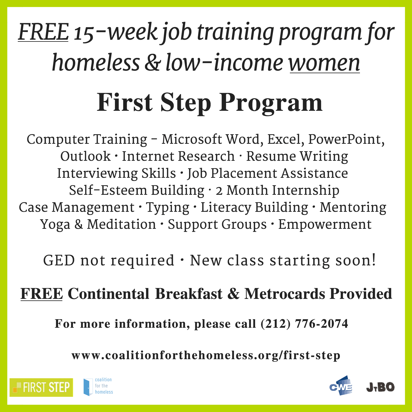 FirstStepFlyer - Coalition For The Homeless