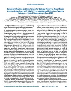 Symptom Duration and Risk Factors for Delayed Return to Usual Health ...