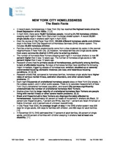 NYC Homelessness Fact Sheet 4-2023_citations - Coalition For The Homeless