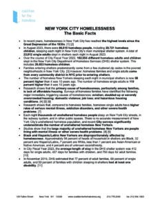NYC Homelessness Fact Sheet 8-2023_citations - Coalition For The Homeless